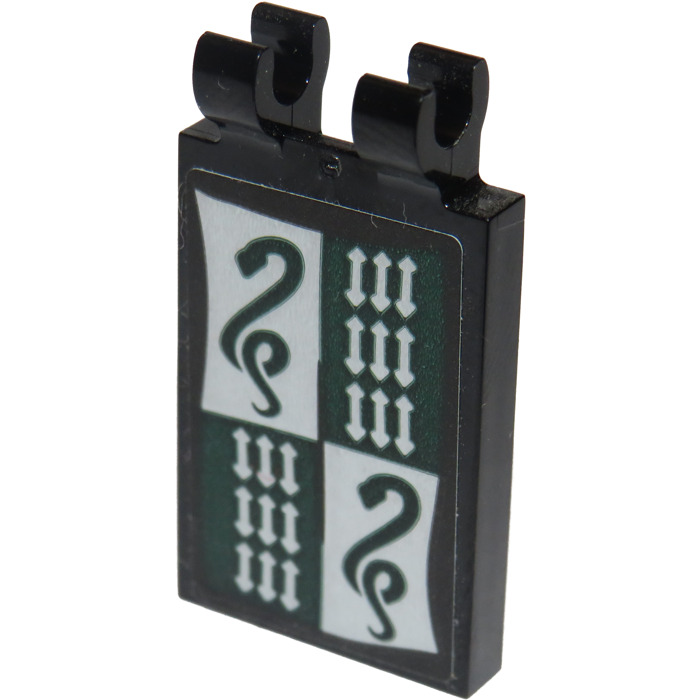 LEGO Tile 2 x 3 with Horizontal Clips with Slytherin Banner Sticker ...