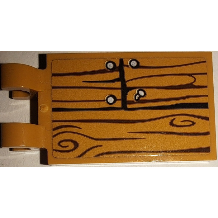 LEGO Tile 2 x 3 with Horizontal Clips with wood grain & four nails ...