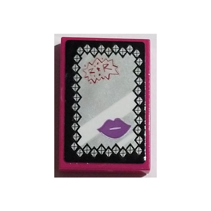 LEGO Tile 2 x 3 with Mirror with lips Sticker (26603) | Brick Owl ...