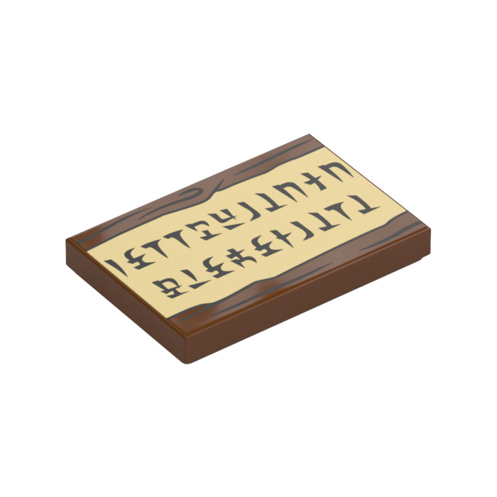 LEGO Tile 2 x 3 with Tan Scroll with Hylian Script (26603 / 109500 ...