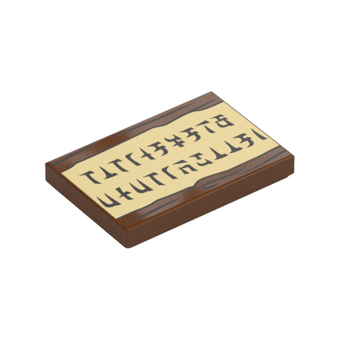 LEGO Tile 2 x 3 with Tan Scroll with Hylian Script (26603 / 109500 ...