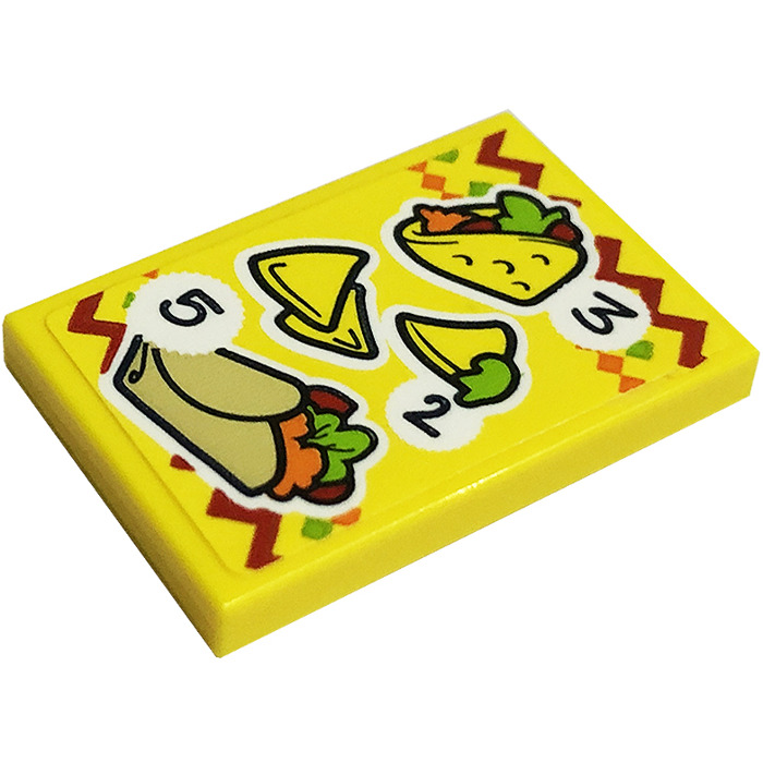 LEGO Tile 2 x 3 with Tortilla, Tacos, Numbers Sticker (26603) | Brick ...
