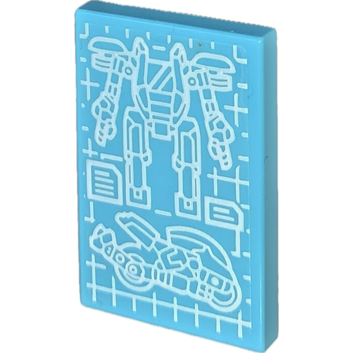 LEGO Tile 2 x 3 with Transforming Mech Bike Racer Blueprint Sticker ...