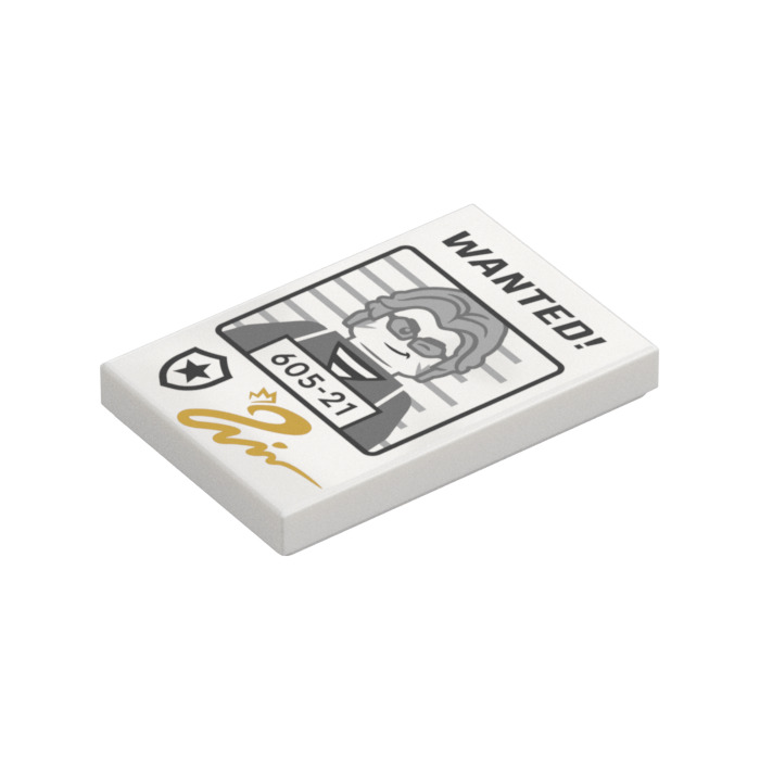 LEGO Tile 2 x 3 with 'WANTED!' Poster with Crook '605-21' (26603 / ...