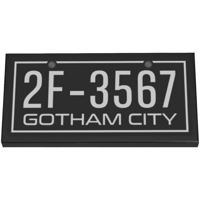 LEGO Tile 2 x 4 with ‘2F-3567 GOTHAM CITY’ Number Plate Sticker (87079 ...