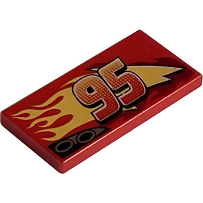 LEGO Tile 2 x 4 with ‘95’, Lightning, Flames, Exhaust Pipes (Right ...