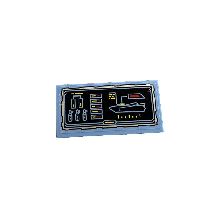 LEGO Tile 2 x 4 with Batcomputer Riptide Status Sticker (87079) | Brick ...