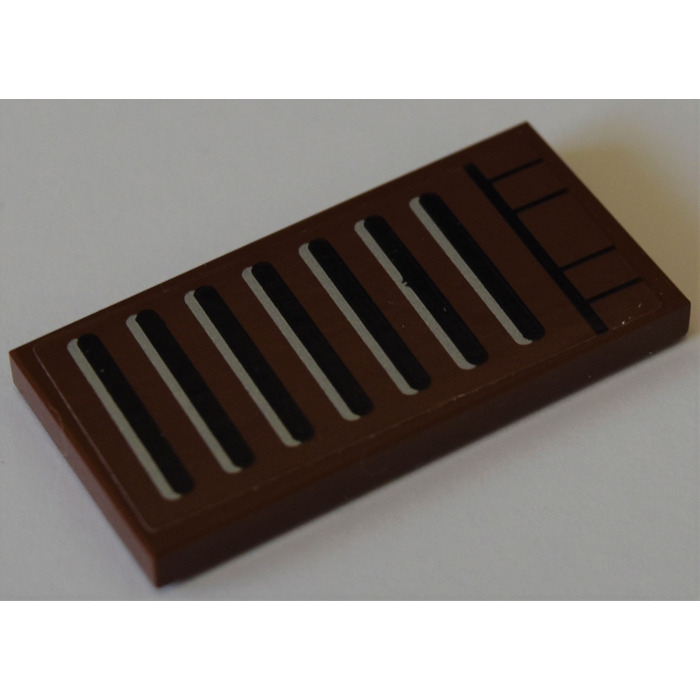 LEGO Tile 2 x 4 with black and silver grille Sticker (87079) | Brick ...