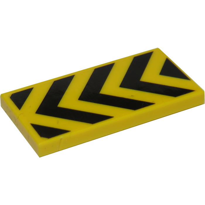 LEGO Tile 2 x 4 with Black and Yellow Chevrons Sticker (87079) | Brick ...