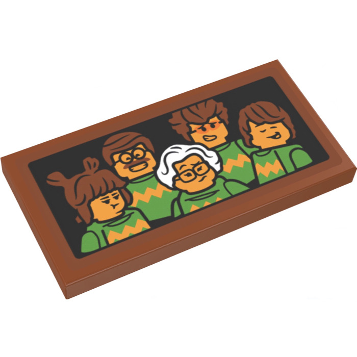 LEGO Tile 2 x 4 with Brickle Family Photo Sticker (87079) | Brick Owl ...