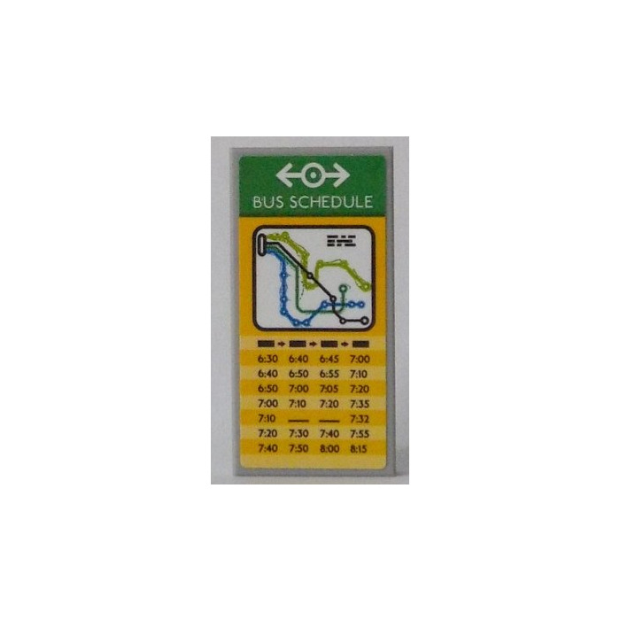 LEGO Tile 2 x 4 with Bus Map and Schedule Sticker (87079) | Brick Owl ...