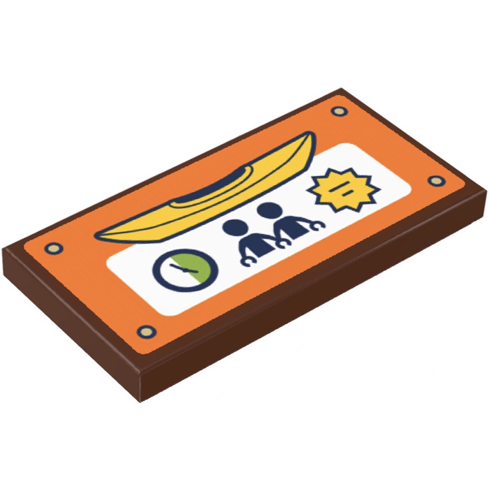 LEGO Tile 2 x 4 with Canoe, Timer and Two People Sticker (87079 ...
