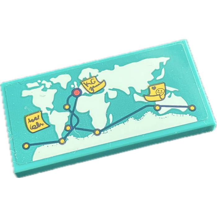 LEGO Tile 2 x 4 with Continent Map Sticker (87079) | Brick Owl - LEGO ...