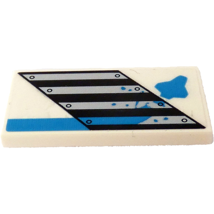 LEGO Tile 2 x 4 with Dark Azure Plane, Black and Silver Stripes - Right ...