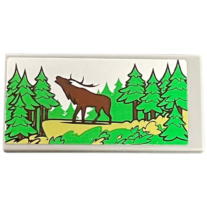 LEGO Tile 2 x 4 with Elk in Forest Sticker (87079) | Brick Owl - LEGO ...