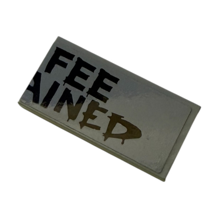 LEGO Tile 2 x 4 with 'FEE' and 'AINED' (Coffee Unchained Sign) Sticker ...