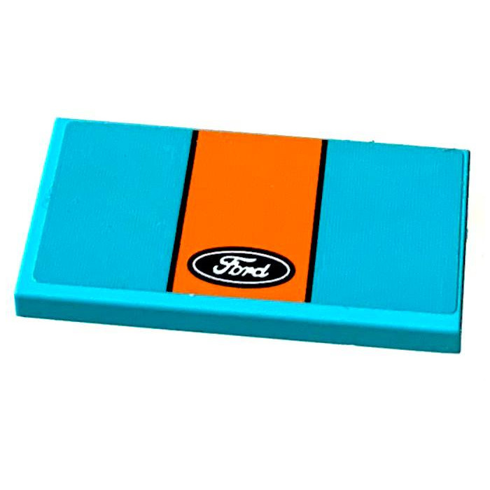LEGO Tile 2 x 4 with Ford Logo on Orange Stripe Sticker (87079) | Brick ...