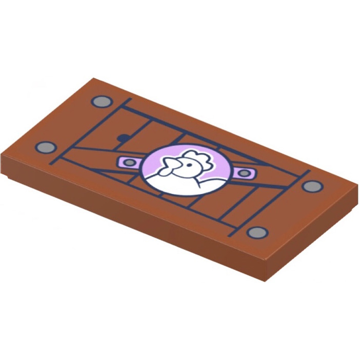 LEGO Tile 2 x 4 with Gate and Chicken Face Sticker (87079) | Brick Owl ...