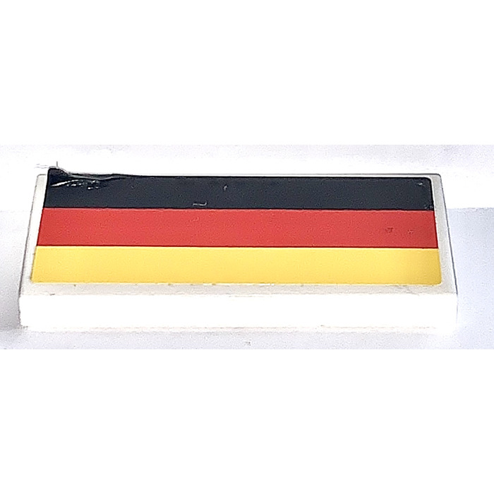 LEGO Tile 2 x 4 with German Flag Black Red Yellow (Gold) Sticker (87079 ...