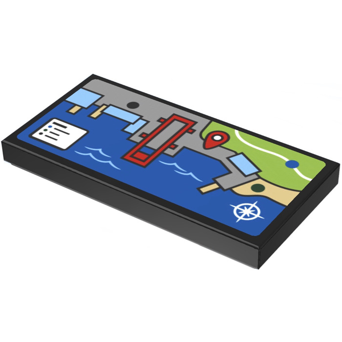 LEGO Tile 2 x 4 with Harbour Map Sticker (87079) | Brick Owl - LEGO ...