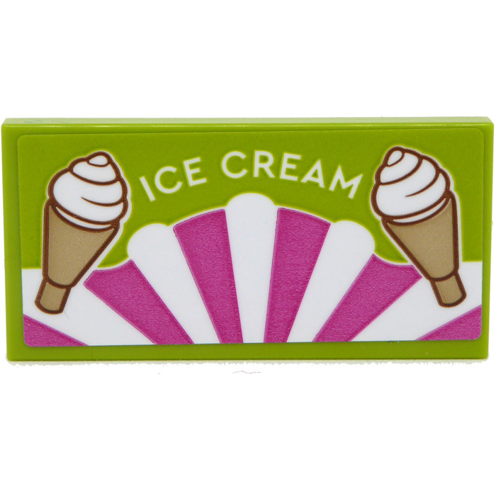 LEGO Tile 2 x 4 with 'ICE CREAM' and Two Ice-Cream Cones Sticker (87079 ...