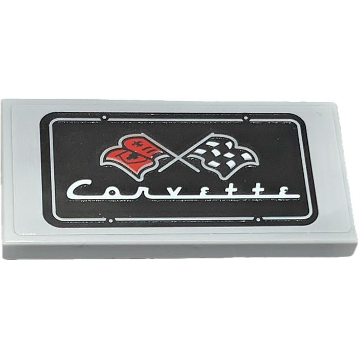 LEGO Tile 2 x 4 with License Plate with Corvette Logo Sticker (87079 ...
