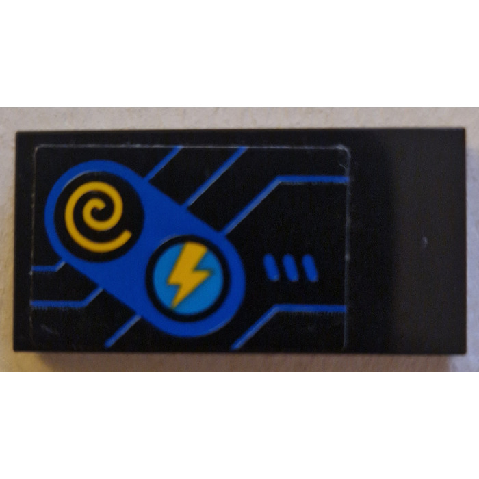 LEGO Tile 2 x 4 with Lightning Bolt and Spiral Sticker (87079) | Brick ...
