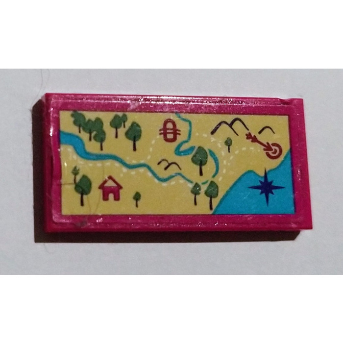 LEGO Tile 2 x 4 with Map with Water and Trees Sticker (87079) | Brick ...
