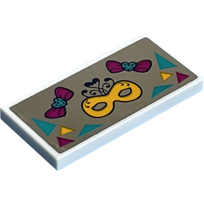 LEGO Tile 2 x 4 with Mask and Coloured Triangles Sticker (87079 ...