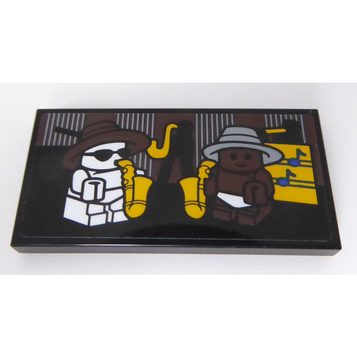 LEGO Tile 2 x 4 with Minifigure Babies Playing Saxophones Sticker ...