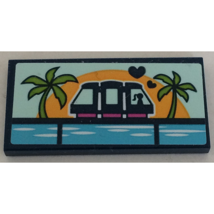 LEGO Tile 2 x 4 with Monorail, Palm Trees and Sun Sticker (87079 ...
