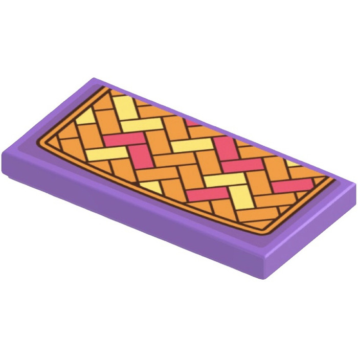 LEGO Tile 2 x 4 with Orange Herringbone Pattern Cushion Sticker (87079 ...