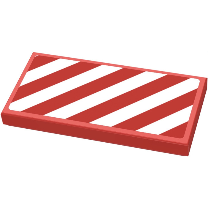 LEGO Tile 2 x 4 with Red and White Diagonal Stripes Sticker (87079 ...