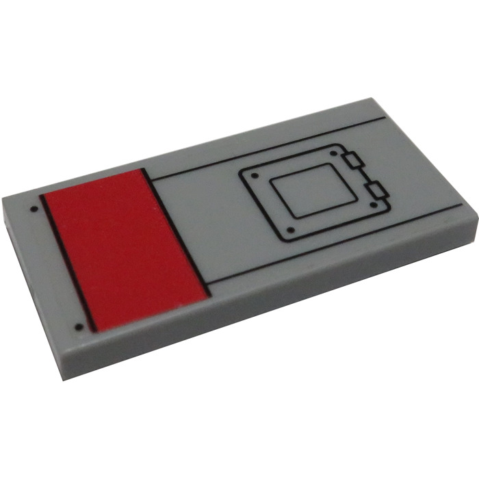 LEGO Tile 2 x 4 with Red Rectangle and Black Hatch Sticker (87079 ...