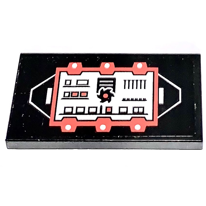 LEGO Tile 2 x 4 with Red, Silver and Black Decorated Sticker (87079 ...