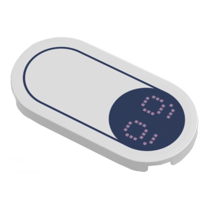 LEGO Tile 2 x 4 with Rounded Ends with Dark Blue Circle and Pixelated ...