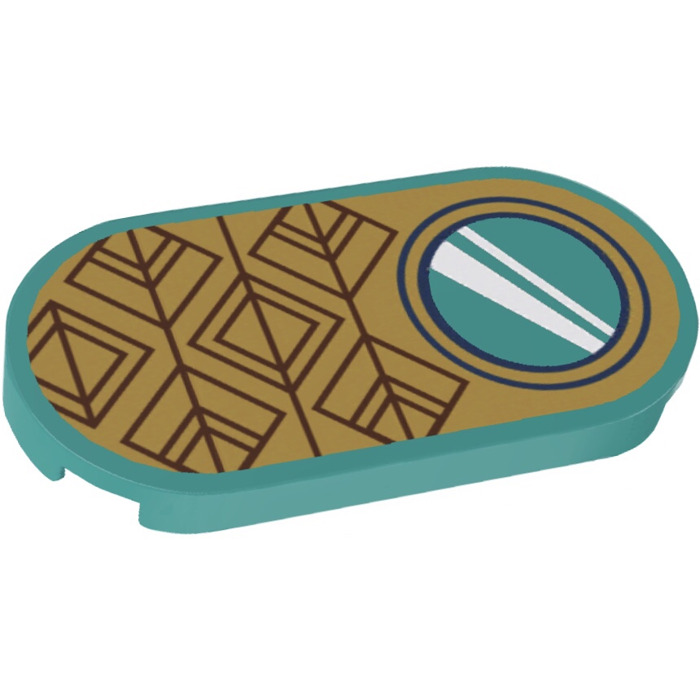 LEGO Tile 2 x 4 with Rounded Ends with Mirror and Tiles Sticker (66857 ...