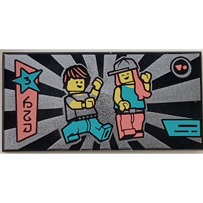 LEGO Tile 2 x 4 with Silver Sunburst Dancefloor (87079) | Brick Owl ...