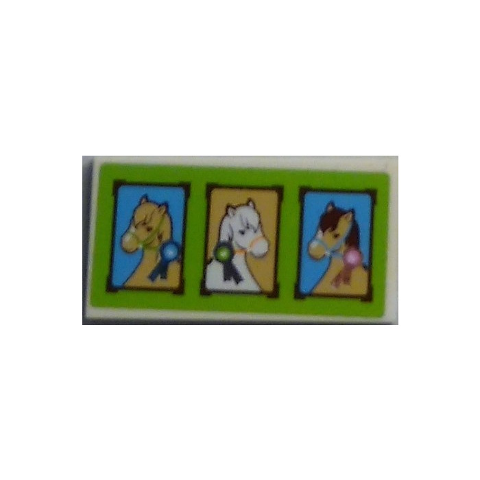 LEGO Tile 2 x 4 with Three Horses with Medals Sticker (87079) | Brick ...