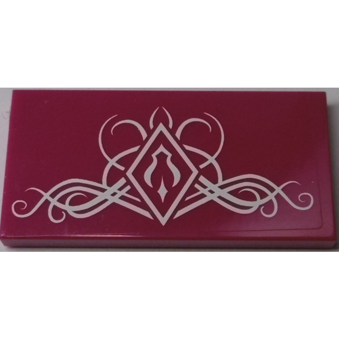 LEGO Tile 2 x 4 with White Diamond with Shadow Symbol and Tribal ...