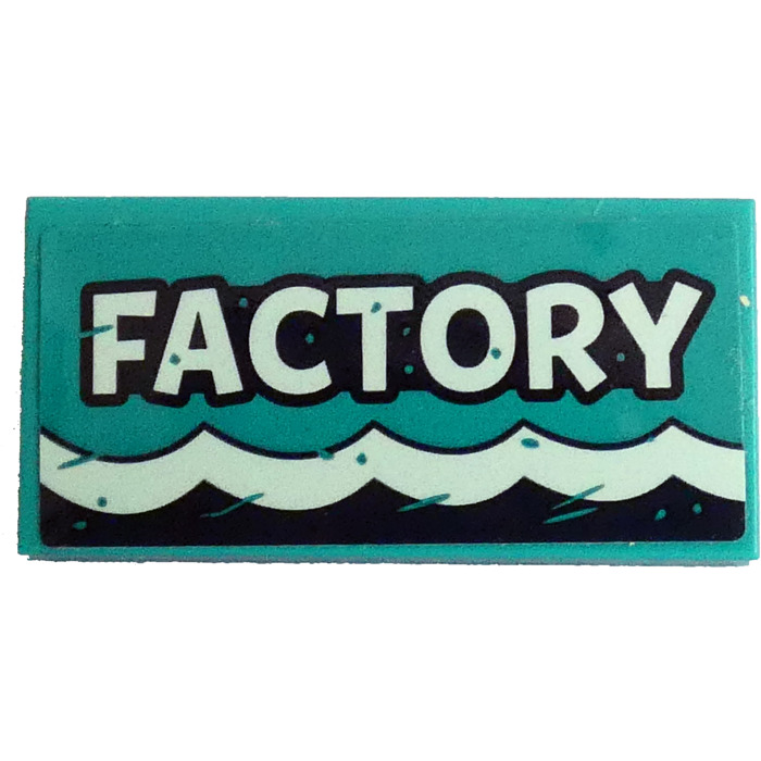 LEGO Tile 2 x 4 with White 'FACTORY' and Wawes Sticker (87079) | Brick ...