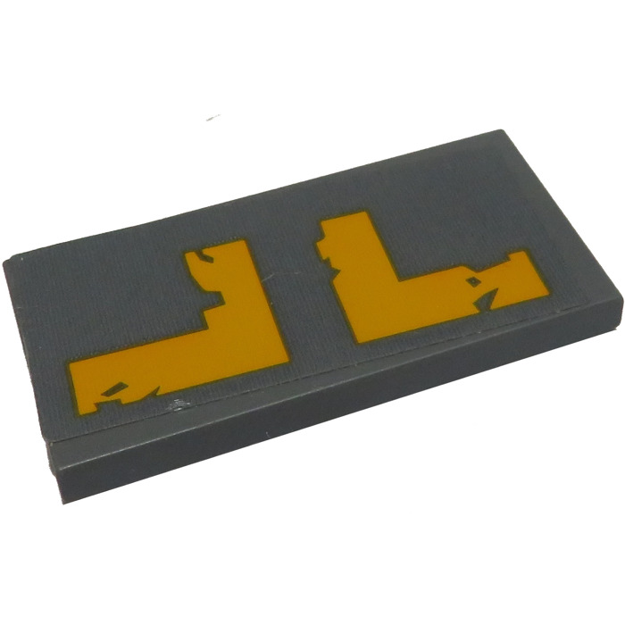 LEGO Tile 2 x 4 with Yellow L Shaped Worn Stripes Sticker (87079 ...