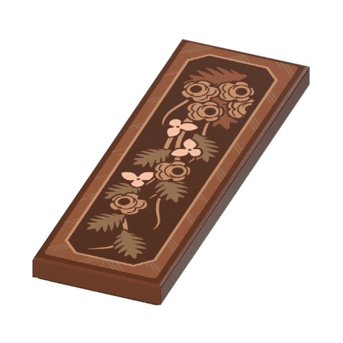LEGO Tile 2 x 6 with Flower Pattern Wood Panelling (Right) Sticker ...