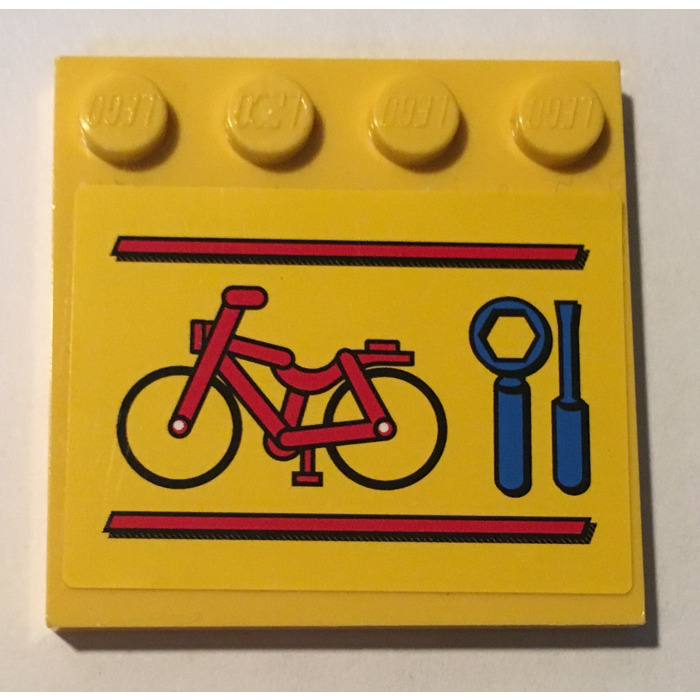 LEGO Tile 4 x 4 with Studs on Edge with Bike and Tools Sticker (6179 ...