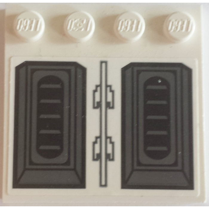 LEGO Tile 4 x 4 with Studs on Edge with Black Vents 7676 Sticker (6179 ...