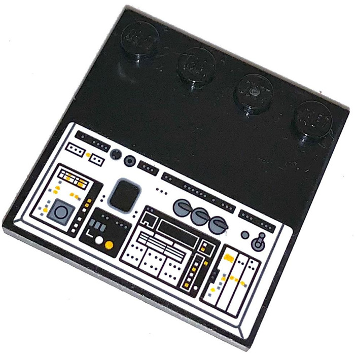 LEGO Tile 4 x 4 with Studs on Edge with Control Instruments Sticker ...