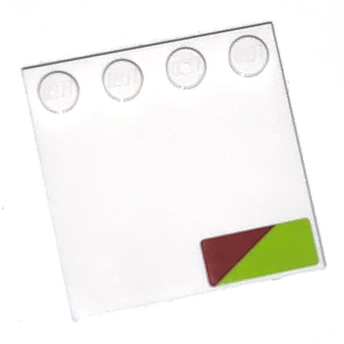 LEGO Tile 4 x 4 with Studs on Edge with Dark Red and Lime Triangles ...