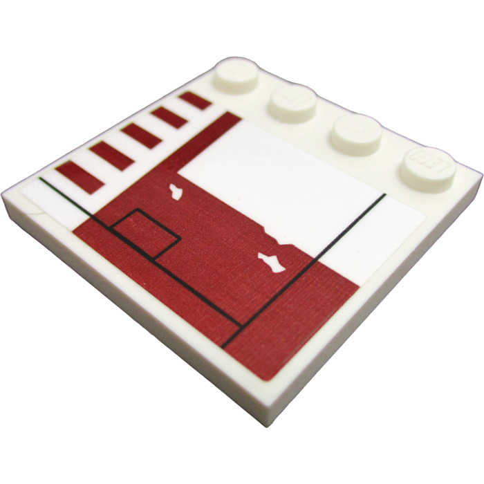 LEGO Tile 4 x 4 with Studs on Edge with Dark Red Stripes 'SW X-wing ...