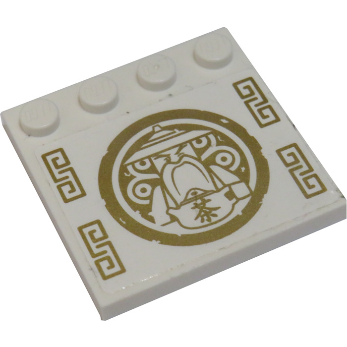 LEGO Tile 4 x 4 with Studs on Edge with Gold Round Sensei Wu Emblem and ...