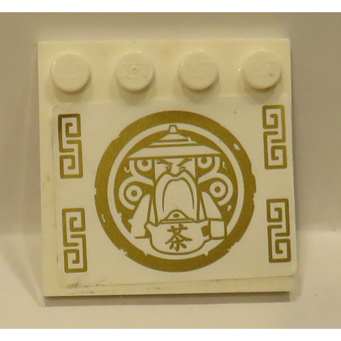 LEGO Tile 4 x 4 with Studs on Edge with Gold Round Sensei Wu Emblem and ...